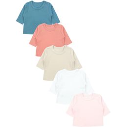 Langarmshirt TUPTAM "Shirt Baby M&auml;dchen Langarmshirt 5er Set", M&auml;dchen, Gr. 74, grau (beige_grau_pink_blau), Obermaterial: 100% Baumwolle CO., Shirts Langarmshirt