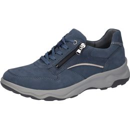 Waldl&auml;ufer Sneaker WALDL&Auml;UFER "H-MAX", Herren, Gr. 8 (42), blau (jeansblau), Nubukleder, unifarben mit Farbeinsatz, Schuhe Sneaker, Schn&uuml;rschuh, Bequemschuh, Halbschuh in Komfortweite H (= sehr weit)