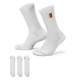 Sportsocken Nike "U NK ED ELVD CRW 3P TENNIS 144", Damen, Gr. L (42/45), wei&szlig; (multi, color2), Obermaterial: 67% Baumwolle, 30% Polyester, 3% Elasthan, Socken Sportsocken, f&uuml;r sportliche Aktivit&auml;ten, sportlicher Stil, 3 Paar im Set