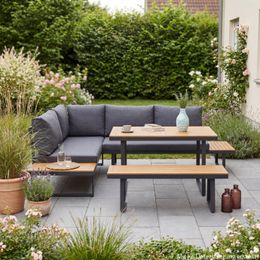 Roller 4-teiliges Garten-Loungeset - grau-holzfarben - mit Kissen