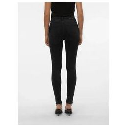 V&eacute;ro Moda Skinny-fit-Jeans VERO MODA "VMFLASH MR SKINNY JEANS LI111 NOOS", Damen, Gr. XS (34), L&auml;nge 32, schwarz (schwarz denim), Denim/Jeans, Obermaterial: 65% Baumwolle, 18% Polyester, 8% Viskose, 7% Elastomultiester, 2% Elasthan, unifarben, skinny fit lang, Jeans, Baumwollmischung mit Stretch, regular waist, skinny fit