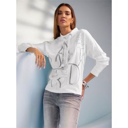 Heine Witt Damen Stehkragenshirt mit Glitzer-Schriftzug, ecru, Gr&ouml;&szlig;e 34