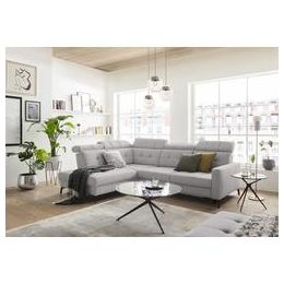 Ecksofa Musterring "MR 4615", grau (light grau), B:272cm H:84cm T:214cm, 100% Polyester, Sofas, Ecksofa, mit Kopf- und R&uuml;ckenverstellung, Metallfu&szlig; schwarz, Ma&szlig;e 272 x 214 cm