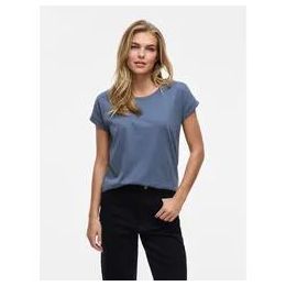 Rundhalsshirt Vila "VIDREAMERS NEW PURE T-SHIRT/SU-NOOS", Damen, Gr. XS, blau (vintage indigo), Jersey, Obermaterial: 50% Baumwolle, 50% Polyester, unifarben, regular fit normal, Rundhals, Shirts Rundhalsshirt, Baumwollmischung, regular fit