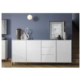 Sideboard Home Affaire "viel Stauraum, Soft Close, 3 T&uuml;ren und 3 Schubkasten", wei&szlig;, Sideboards, B/H/T: 2.120cm x 91,6cm x 40cm, Holzwerkstoff, MDF, Melamin, Sideboard, mit Metallf&uuml;&szlig;en, Breite 212 cm, grifflos, Fronten geriffelt, B:2.120cm H:91,6cm T:40cm