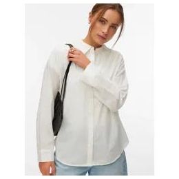 V&eacute;ro Moda Langarmbluse VERO MODA "VMODONA LS SHIRT WVN NOOS", Damen, Gr. XL, snow wei&szlig; detail:emb daisy snow wei&szlig;, gelb, Web, Obermaterial: 100% Baumwolle, bestickt, gemustert, regular fit Po-bedeckend, Blusen, Baumwolle, regular fit