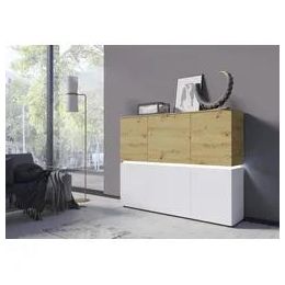 Highboard Home Affaire "Luci", eichefarben artisan, alpinwei&szlig;, B:165,5cm H:131,5cm T:40cm, Holzwerkstoff, Sideboards, Highboard, Breite 165,5 cm