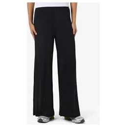 Jogginghose Noisy may "NMPASA NW WIDE PANTS NOOS", Damen, Gr. L, N-Gr, schwarz, Web, Obermaterial: 57% Baumwolle, 38% Modal, 5% Elasthan, unifarben, regular fit normal, Hosen Jogginghose