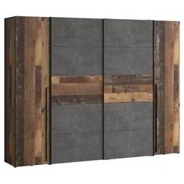 Kleiderschrank FORTE "Narago, OTTOs Choice, Kombischrank, TOPSELLER, Paneele wechselbar", old wood vintage, dunkelgrau, B:270,3cm H:210cm T:61cm, Schr&auml;nke, Kleiderschrank, Schwebet&uuml;ren in Kombination mit Dreht&uuml;ren, Made in Europe