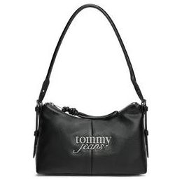 Tommy Hilfiger Schultertasche TOMMY JEANS "TJW BOLD SHOULDER BAG", Damen, Gr. B/H/T: 25,5cm x 15cm x 12cm, schwarz, Lederimitat, Strukturmuster, Taschen Schultertasche, Damen Schultertasche, Henkeltasche mit Kordel und Logo