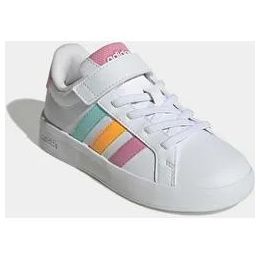 Sneaker Adidas SPORTSWEAR "GRAND COURT 3.0 SCHUHE F&Uuml;R KINDER", M&auml;dchen, Gr. 34, bunt (cloud wei&szlig;, bliss pink, lucid tangerine), Synthetik, Textil, Schuhe Sneaker, mit Klettverschluss, f&uuml;r Kinder