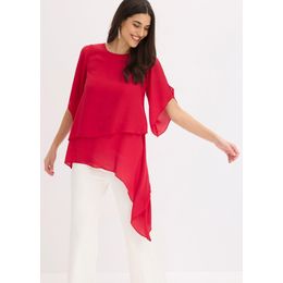 bonprix Zipfelbluse im Lagen-Look, rot, Gr.52, Modern und kaschierende Bluse im Lagen-Look mit einem asymmetrischem Zipfelsaum