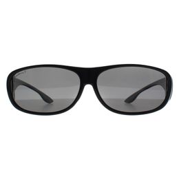 Montana Rectangle Unisex Shiny Black Smoke Polarized FO2 Fit Over Sunglasses Sonnenbrillen