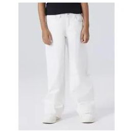 5-Pocket-Hose name it "NKFROSE WIDE TWI PANT 1115-TP NOOS", M&auml;dchen, Gr. 128, N-Gr, hellwei&szlig;, Twill, Obermaterial: 98% Baumwolle, 2% Elasthan, unifarben, weit lang, Hosen 5-Pocket-Hose, Baumwollmischung, regular fit, verstellbarer Bund