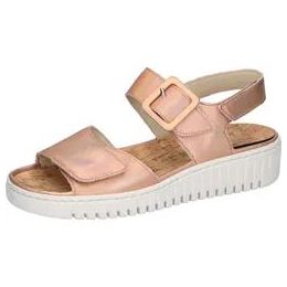 Waldl&auml;ufer Plateausandale WALDL&Auml;UFER "H-WILLOW", Damen, Gr. 7 (40,5), rose metallic, Veloursleder, metallic, Basic, Schuhe, Sommerschuh, Klettschuh, Bequemschuh mit Korkfu&szlig;bett, H-Weite