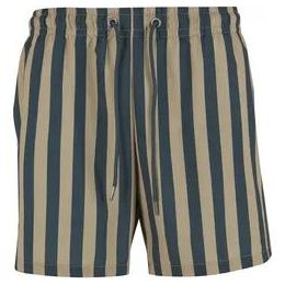 Badeshorts Urban Classics "Urban Classics Striped Seersucker Swim Shorts", Herren, Gr. XXL, US-Gr&ouml;&szlig;en, bottlegr&uuml;n, unionbeige, 100% Polyester, Badehosen Badeshorts