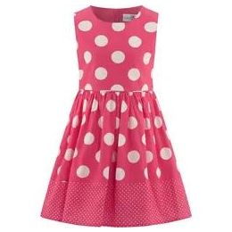 Sommerkleid happy girls, M&auml;dchen, Gr. 128, N-Gr, pink, Web, Obermaterial: 100% Baumwolle. Futter: 100% Baumwolle, bedruckt, gepunktet, Basic kniebedeckend, Rundhals, Kleider Sommerkleid, mit Knopfleiste im R&uuml;cken
