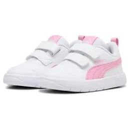 Sneaker Puma "COURTFLEX V3 V INF", M&auml;dchen, Gr. 21, Puma wei&szlig;, pink lila, Synthetik, unifarben, Schuhe Sneaker, mit sportlichem Design, mit Klettverschluss, mit Synthetik-Laufsohle