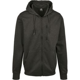Kapuzenpullover Southpole "Southpole Herren Taped Tech Fleece Full Zip Hoody", Herren, Gr. L, heathercharcoal, 100% Polyester, unifarben, loose fit, ohne Ausschnitt, Pullover Kapuzenpullover