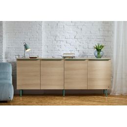 Kommode Tom Tailor HOME, light oak, B:110cm H:89cm T:42cm, Holzwerkstoff, Melamin, Spanplatte, Sideboards, Kommode, Sideboard mit 2 T&uuml;ren, Softclose,viel Stauraum mit Farbkick