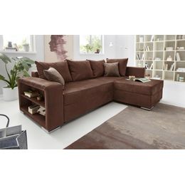 Ecksofa Collection AB "John L-Form, B: 226 cm", braun (dunkelbraun), B:226cm H:85cm T:160cm, Microfaser PRIMABELLE (100% Polyester);Zierkissen: 100% Polyester;Luxus-Microfaser 1 (100% Polyester);Luxus-Microfaser 2 (100% Polyester), Sofas, Ecksofa, inklusive Bettfunktion und Bettkasten