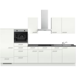 K&uuml;chenzeile Nobilia "Laser I", NEU: individuell anpassbar mit gratis Profi-Beratung", wei&szlig; (k&uuml;che: wei&szlig;, korpus: alpinwei&szlig;, arbeitsplatte: schwarzbeton nachbildung), B:330,3cm H:216,6cm T:60cm, Komplettk&uuml;chen-Sets, K&uuml;chenzeile, vormontiert, 180 cm breit, optional mit verschiedenen E‑Ger&auml;te-Sets