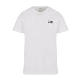 T-Shirt MisterTee "MisterTee USA EMB Tee", Damen, Gr. M, wei&szlig;, 100% Baumwolle, normal, Rundhals, Shirts T-Shirt