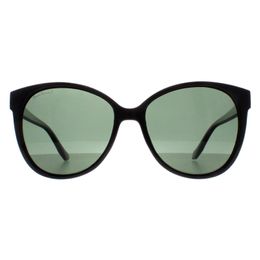 Montana Cat Eye Damen Gl&auml;nzend Schwarz G15 Gr&uuml;n Polarisiert MP74