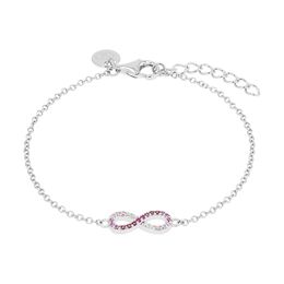 Armband Tom Tailor "Schmuck Geschenk Silber 925 Infinity Unendlichkeitsschleife", silberfarben, rosa, kristallwei&szlig;, rosa, kristallwei&szlig;, Armb&auml;nder, Jungen, 16cm, Silber 925 (Sterlingsilber), Armband, mit Zirkonia (synth.)
