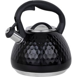 Wasserkessel RESTO KITCHENWARE "Aries, Fl&ouml;tenkessel 2,7 l, mit 3D-Design, im Geschenkkarton", schwarz, H:24cm &Oslash;:19,5cm, T&ouml;pfe, mit ergonomischem, w&auml;rmeableitenden Bakelit-Griff