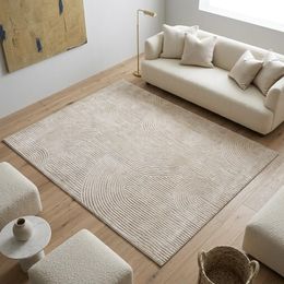 Teppich Sehrazat "Moda 1100, auch als L&auml;ufer", beige, B:200cm H:11mm L:290cm, Polyester, Polypropylen, Teppiche, Teppich, Kurzflor, grafisches Hoch Tief Muster, Wohnzimmer