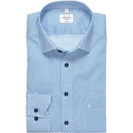 Langarmhemd MARVELIS, Herren, Gr. 40, N-Gr, bleu, Web, Obermaterial: 100% Baumwolle, gemustert, tailliert normal, Manschette verstellbar, Hemden, mit New-Kentkragen, modern fit, b&uuml;gelfrei