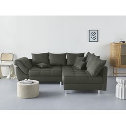 Ecksofa Collection AB "Innsbruck L-Form, B: 247 cm", gr&uuml;n (flaschengr&uuml;n), B:247cm H:87cm T:189cm, Microfaser PRIMABELLE (100% Polyester), Struktur (90% Polyester, 10% Polyacryl), Samtvelours (100% Polyester), Luxus-Microfaser Antiklederoptik (100% Polyester), Sofas, Ecksofa, inklusive Federkern, Recamiere links oder rechts montierbar