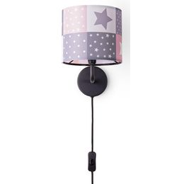 Paco Home Wandleuchte "Cosmo 345", schwarz, 1, &Oslash; 18cm H: 26,5cm, Leuchten, Kinderlampe Wandlampe Schalter &Oslash;&hellip;18cm Sterne Punkte Kabell&auml;nge 3m E14, Wandleuchte