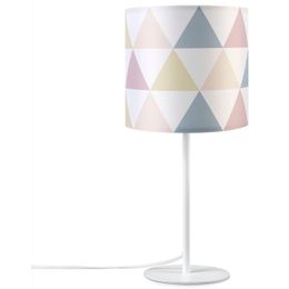 Paco Home Tischleuchte "Luca Delta", wei&szlig;, &Oslash; 18cm H: 36,5cm, Leuchten, Stoffschirm Nacht Dreieck Mit Stecker, Tischleuchte