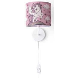 Paco Home Wandleuchte "Cosmo 213", wei&szlig;, 1, &Oslash; 18cm H: 26,5cm, Leuchten, Kinderlampe Mit &acirc;&circ;&hellip;18cm Einhorn Regenbogen Kabell&auml;nge 3m E14, Wandleuchte