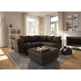 Ecksofa Collection AB "Innsbruck L-Form, B: 247 cm", braun, B:247cm H:87cm T:189cm, Microfaser PRIMABELLE (100% Polyester), Struktur (90% Polyester, 10% Polyacryl), Samtvelours (100% Polyester), Luxus-Microfaser Antiklederoptik (100% Polyester), Sofas, Ecksofa, inklusive Federkern, Recamiere links oder rechts montierbar