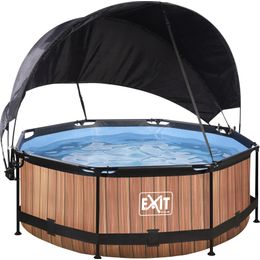 Framepool EXIT "inkl. Sonnensegel", braun, H:76cm &Oslash;:244cm, Schwimmbecken, &Oslash;xH: 244x76 cm, mit Kartuschenfilterpumpe und Sonnensegel