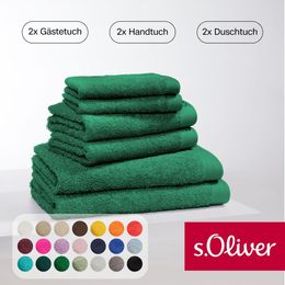 Handtuch Set s.Oliver "s.Oliver, Premium Qualit&auml;t, 600 gr/m&sup2;", gr&uuml;n, 6 Stk., Walkfrottier, Walkfrottier, Obermaterial: 100% Baumwolle, Handtuch-Sets, 2 G&auml;stet&uuml;cher 30x50, 2 Handt&uuml;cher 50x100, 2 Duscht&uuml;cher 70x140