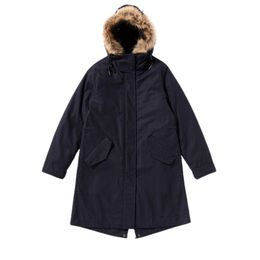 Fred Perry Hooded Zip-In Liner Parka 2 In 1 Marineblaue Jacke