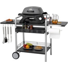 Servierwagen Tepro "Universall BBQ table", silber (schwarz, silberfarben), B:150,5cm H:97,5cm T:59,5cm, Stahl, Rollwagen, Servierwagen