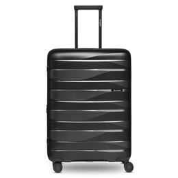 Trolley BERGPFEIL "Travel 4-Rollen Trolley M 66 cm mit Dehnfalte", Gr. 72 l, schwarz, Polypropylen, Koffer
