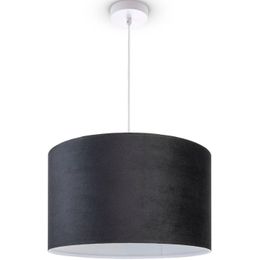 Paco Home Pendelleuchte "Hugo uni Color", schwarz, &Oslash; 45,5cm H: 28cm, Leuchten, Wohnzimmer Lampenschirm aus Velour Unifarben Deko E27 Kabel 1,5m, Pendelleuchte