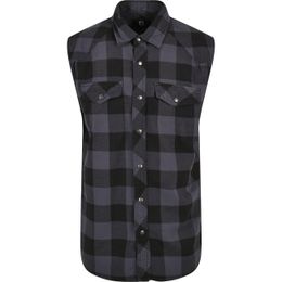 Jerseyweste Brandit "Brandit Herren Checkshirt Sleeveless", Herren, Gr. 3XL, schwarz, grau, 100% Baumwolle, Westen