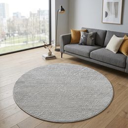 Teppich Sehrazat "Moda 1200, auch als L&auml;ufer", grau, H:11mm &Oslash;:160cm, Polyester, Polypropylen, Teppiche, Teppich, Kurzflor, grafisches Hoch Tief Muster, Wohnzimmer