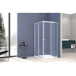 Eckdusche Welltime "Trento", grau (chromfarben), B:90cm H:180cm T:90cm, Duschkabinen, 180cm H&ouml;he mit robustem Rollensystem und bis zu 20mm Verstellbereich
