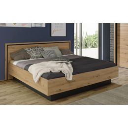 Bett FORTE "Trondheim, Belastbarkeit 250KG, Loft-Stil", schwarz (artisan eiche, schwarz eiche), B:198,4cm H:93cm L:208,8cm, Betten, Bett, melaminbeschichtet