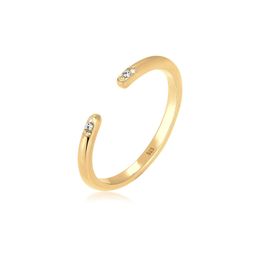 Fingerring Elli "Glas Kristalle Wei&szlig; 925 Sterling Silber Offen", gold, Fingerringe, Damen, Resizable,mit Steinen, Silber 925 (Sterlingsilber), 2mm, Fingerring