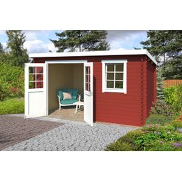 Gartenhaus Lasita Maja "Amira 275", rot (schwedenrot), ohne Fu&szlig;boden, ohne Dacheindeckung, Massivholz, Gartenh&auml;user, Gartenhaus, Blockbohlenhaus 28mm