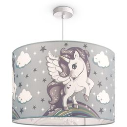 Paco Home Pendelleuchte "Cosmo 213", wei&szlig;, 1, &Oslash; 45,5cm H: 27cm, Leuchten, Kinderlampe Deckenlampe LED Kinderzimmer Lampe Mit Einhorn, E27, Pendelleuchte